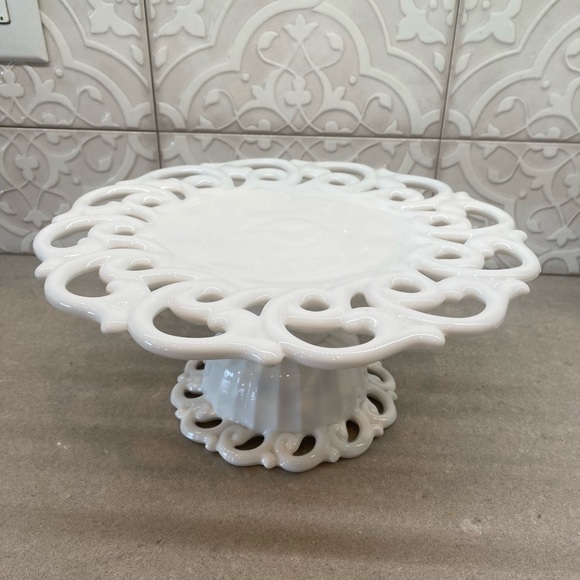 Kitchen | Vintage Milk Glass Cake Riser Stand White Kitchen Accessory ...